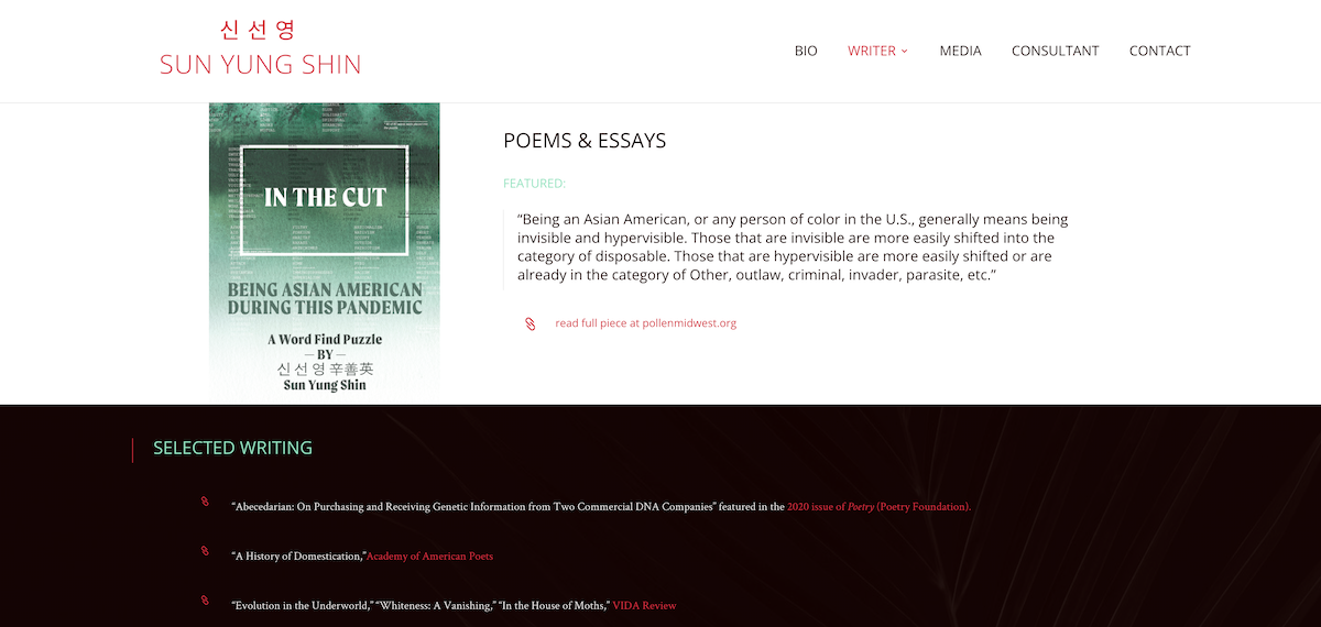 Writing | Sun Yung Shin