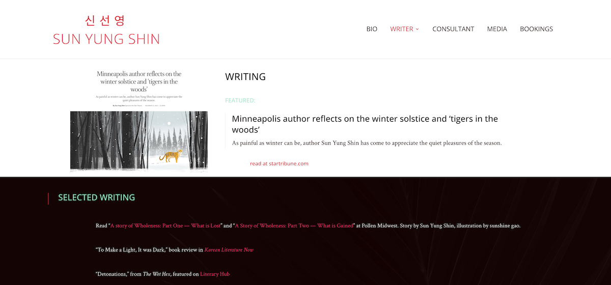 Writing | Sun Yung Shin